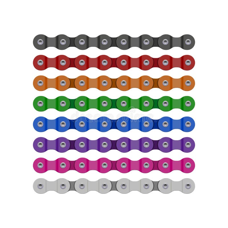 Multicolored Vector Bike or Bicycle Chain Segments Stock Illustration ...