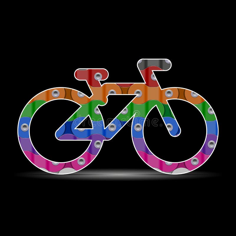 Multicolored Vector Bike or Bicycle Icon Made of Bicycle Chain ...