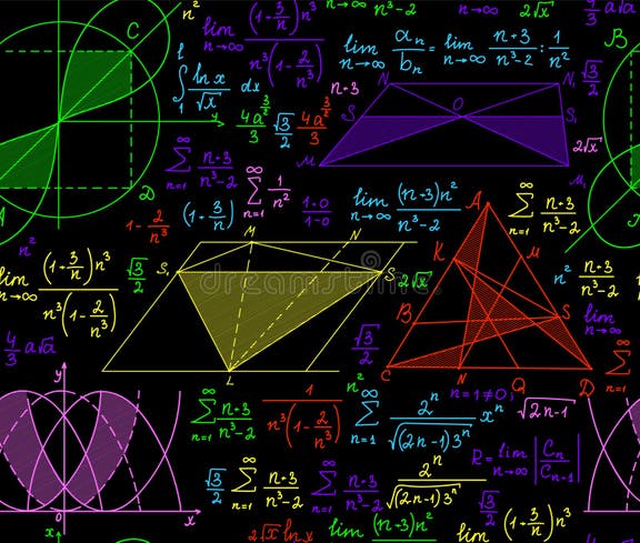 Multicolored Vector Seamless Pattern with Handwritten Mathematical ...