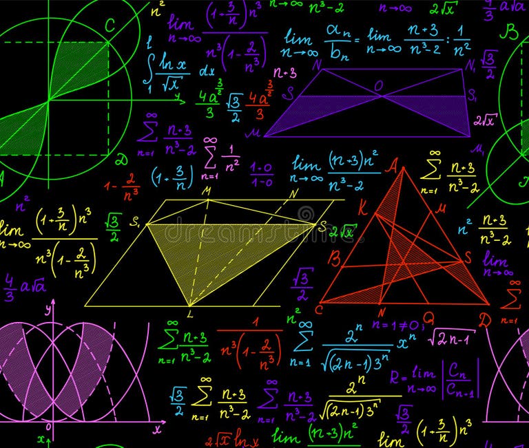 Multicolored Vector Seamless Pattern with Handwritten Mathematical ...