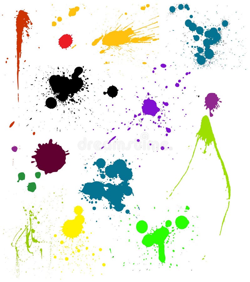 Splats and Blobs of Colored Paint Stock Vector - Illustration of ...