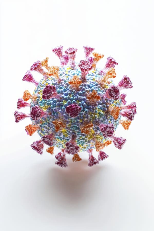 Multicolored Virus Particle Microscopic 3D Model on White Stock ...