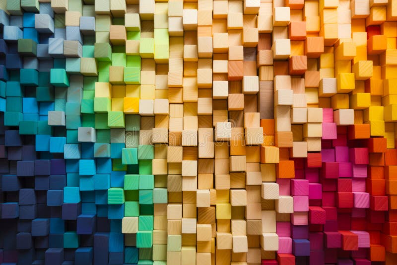 Multicolored Wall Made Up of Blocks of Different Sizes and Colors ...