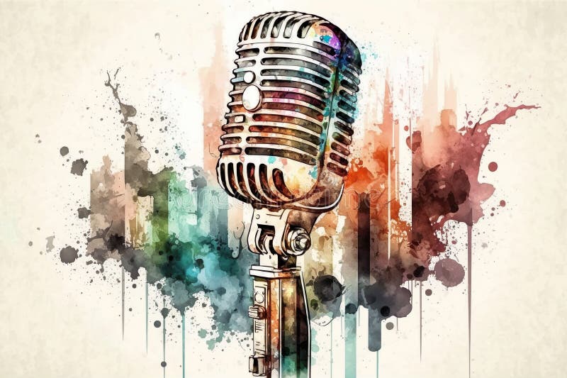 Watercolor Microphone Stock Illustrations – 1,024 Watercolor Microphone ...