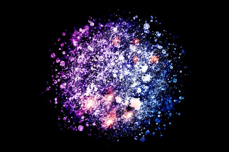 Multicolored Watercolor Splash Blot Colorful Dots on a Black Background ...