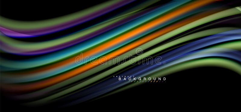 Multicolored Wave Lines on Black Background Design Stock Vector ...