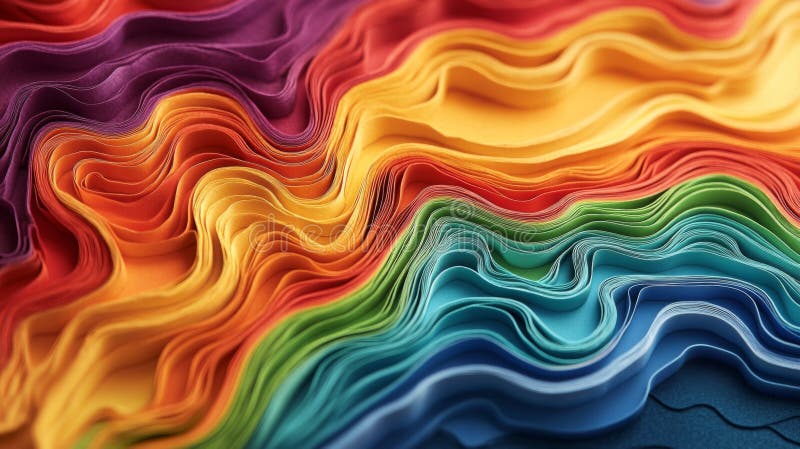 Multicolored Wavy Paper Abstract Art Stock Illustration - Illustration ...