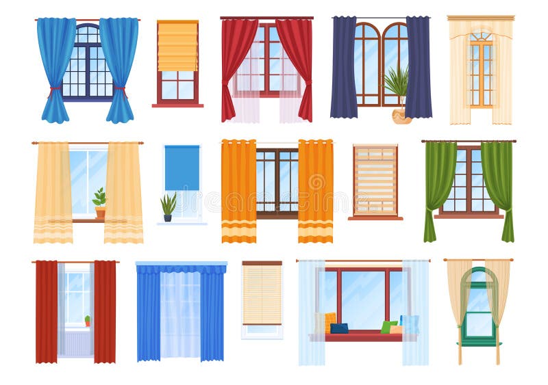Multicolored Window Frames Indoor Interior Design Set Vector ...