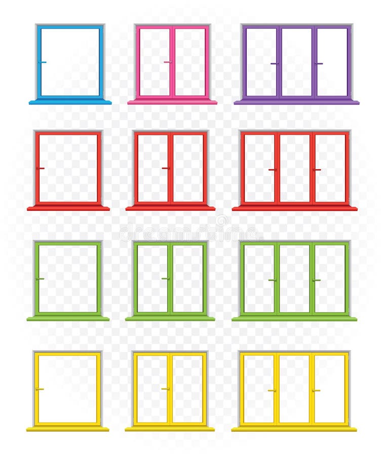 Multicolored Windows Template Set Stock Vector - Illustration of green ...