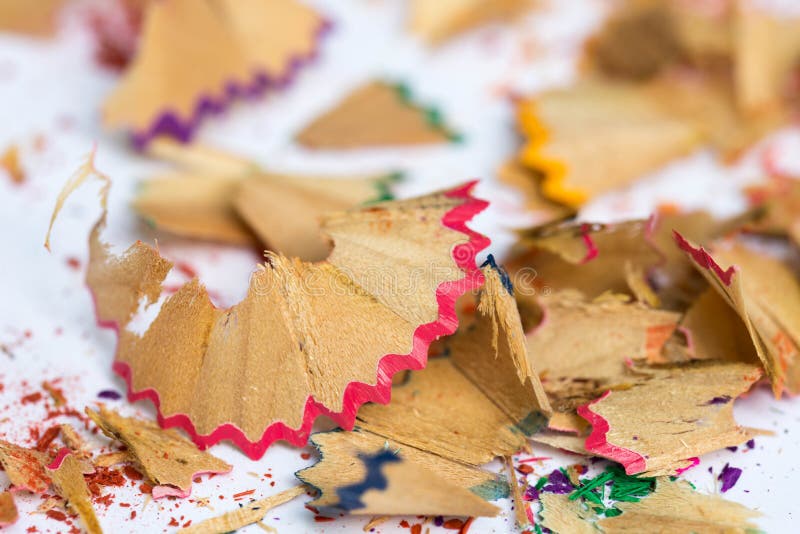 Multicolored Wood Pencil or Crayons Sharpening Shavings Stock Photo ...