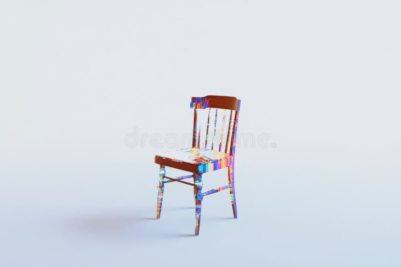 Multicolored Wooden Chair with Abstract Paint Patterns Completing ...