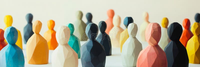 Multicolored Wooden Figurines Representing Diversity and Inclusion in a ...