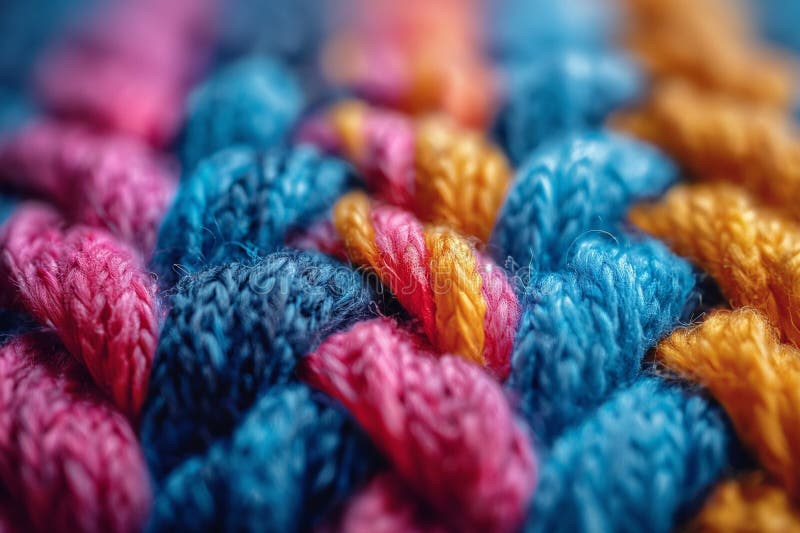 A Multicolored Wool Pattern with Blue, Red, and Yellow Stitchs Stock ...