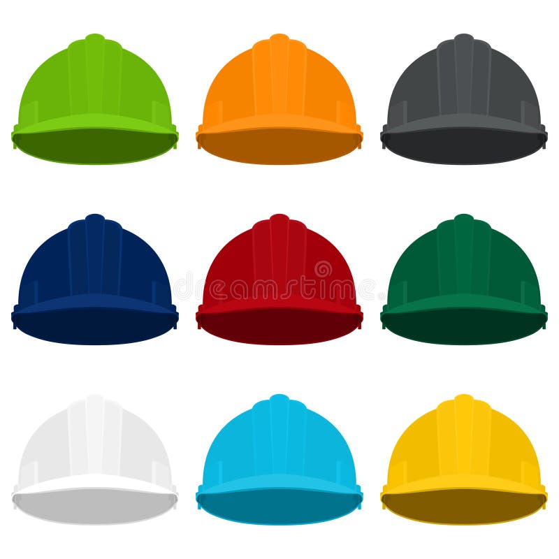 Multicolored Working Safety Helmets Stock Vector - Illustration of ...