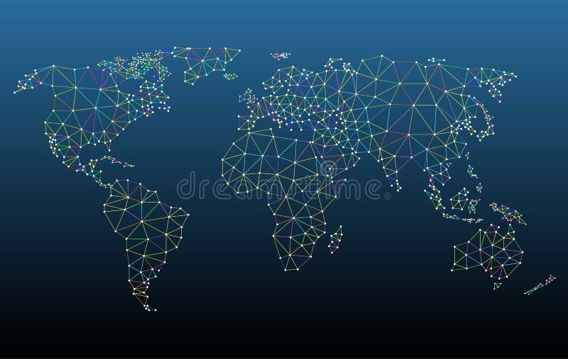 Multicolored World Map Network Mesh Stock Vector - Illustration of ...