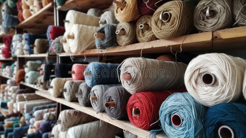 Multicolored Yarn Spools Used in Textile Industry. Set of Colored ...