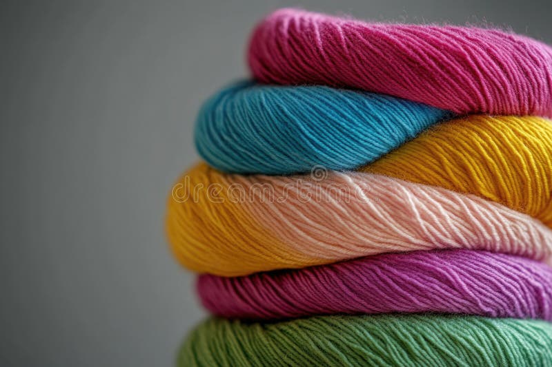 Multicolored Yarn Stacks stock photo. Image of knitting - 374858074