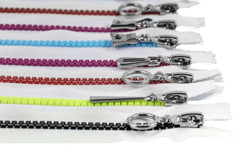 Multicolored Zippers or Zip Fasteners Used for Binding Fabric or ...