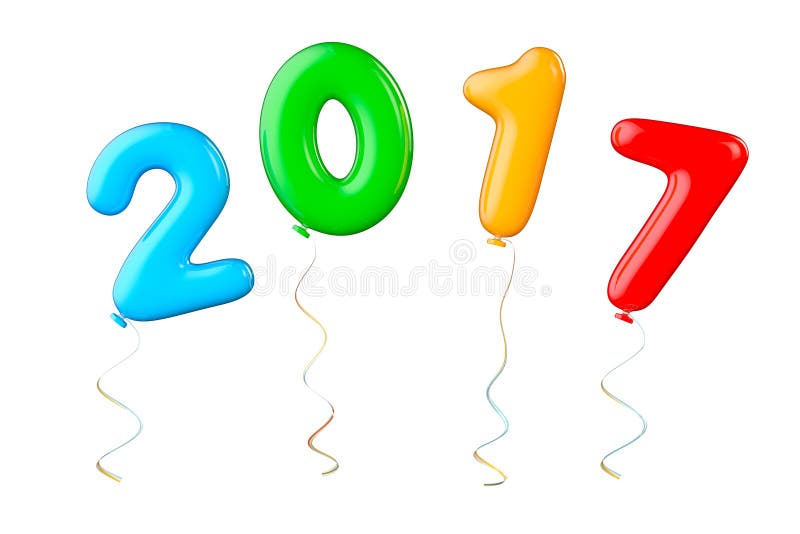 Multicolour Balloons As 2017 New Year Sign. 3d Rendering Stock ...