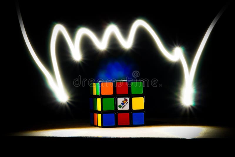 Multicolour Cube with Background Light Editorial Photography - Image of ...