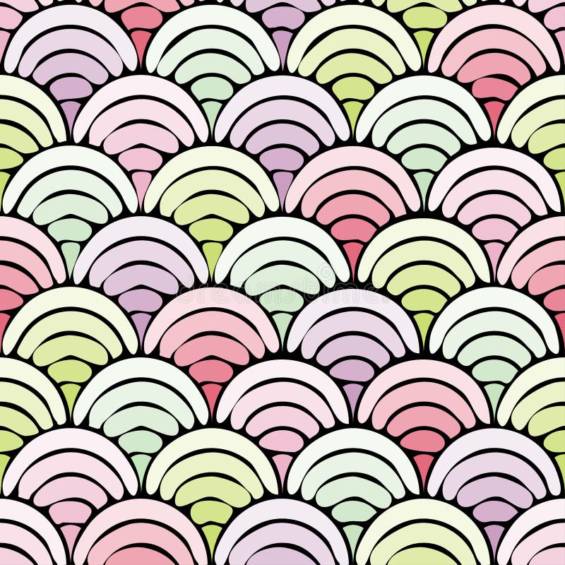 Multicolour Fish Scale Tiles on Black Background Stock Vector ...