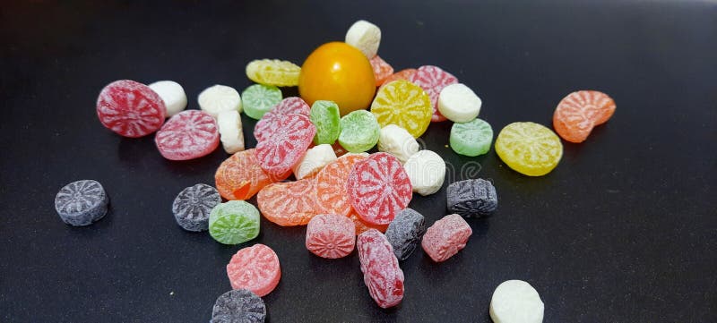 Multicolour Fruit Candies Lying on Floor Stock Image - Image of green ...