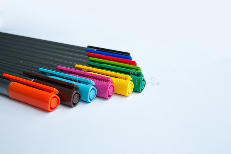 Multicolour Marker on White Background Stock Image - Image of paper ...