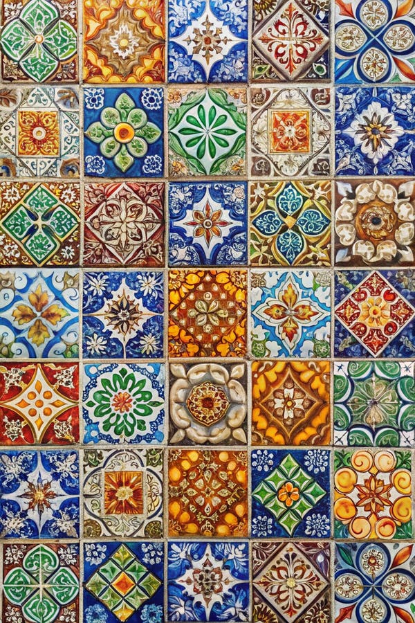 Multicolour Wall Tiles Design with High Resolution Stock Illustration ...