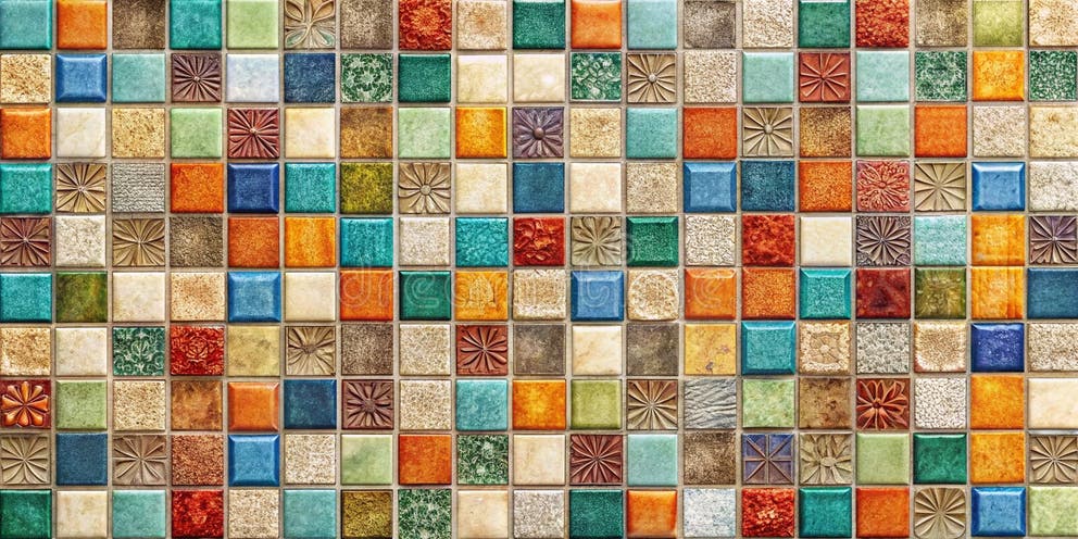 Multicolour Wall Tiles Design with High Resolution Stock Illustration ...