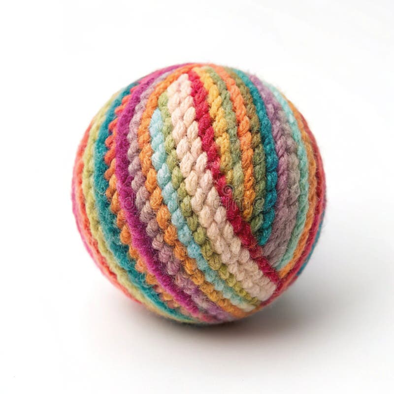 Multicolour Wool Fabric Sphere Isolated on White Background Stock ...