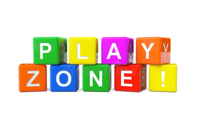 Multicoloured Alphabet Cubes with Play Zone Sign. 3d Rendering Stock ...
