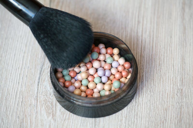 Multicoloured Corrector Face Powder Balls for Make Up. Powder Brush ...