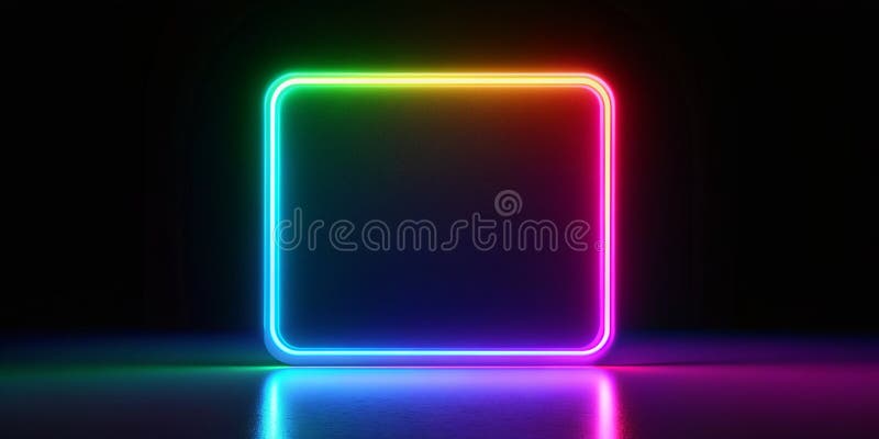 Multicoloured Neon Square Shinning Bright Colours Black Reflective ...