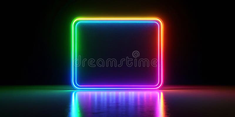 Multicoloured Neon Square Shinning Bright Colours Black Reflective ...