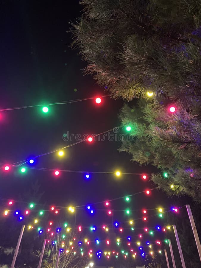 Multicoloured Overhead String Round Lights Stock Photo - Image of ...