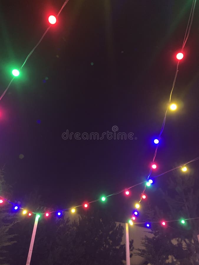 Multicoloured Overhead String Round Lights Stock Photo - Image of dusk ...