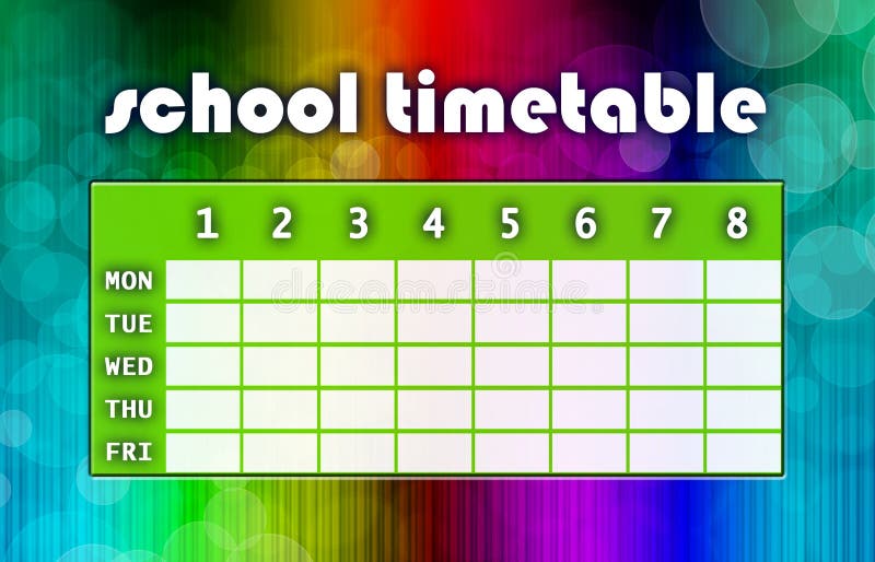 Multicoloured timetable stock illustration. Illustration of school ...