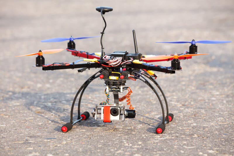 Multicopter with Camera Onboard Stock Photo - Image of media, outdoors ...