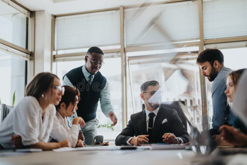 Multicultural Business Team Collaborating in a Modern Office Meeting ...