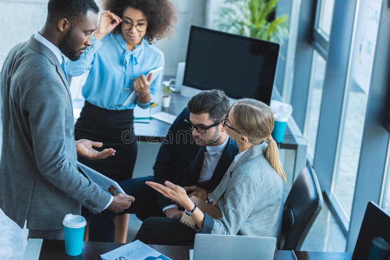 Multicultural Businesspeople Having Conversation Stock Image - Image of ...
