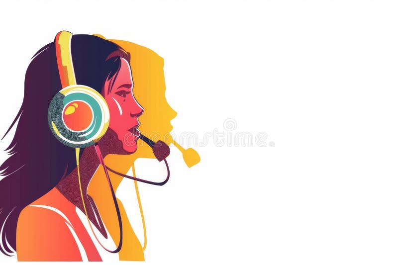 Multicultural Call Center Team with Technology Icons Stock Illustration ...