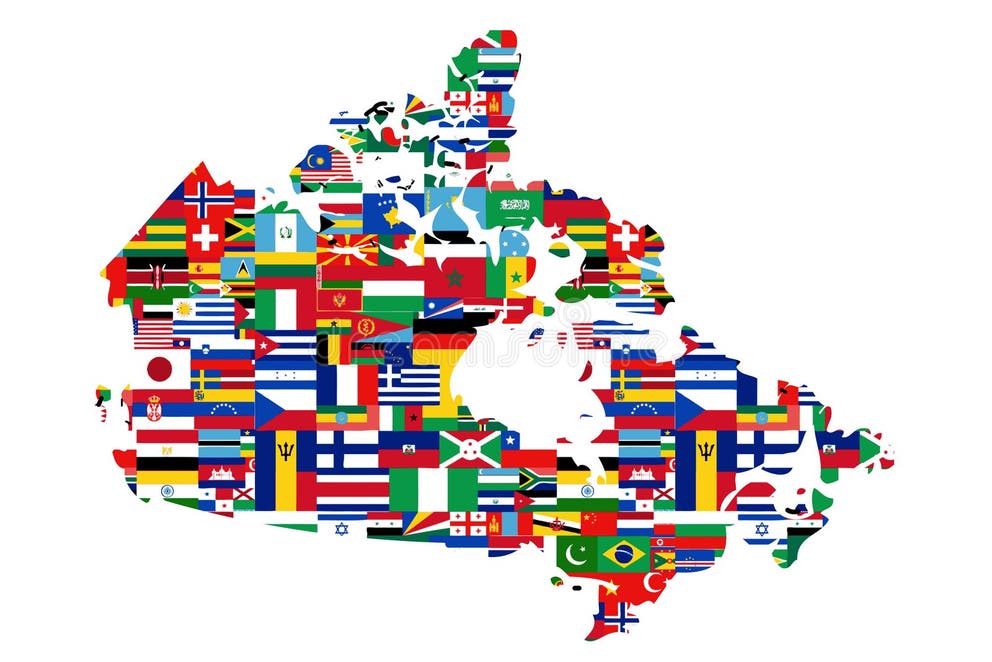 Multicultural Canadian Map stock vector. Illustration of flag - 14232102
