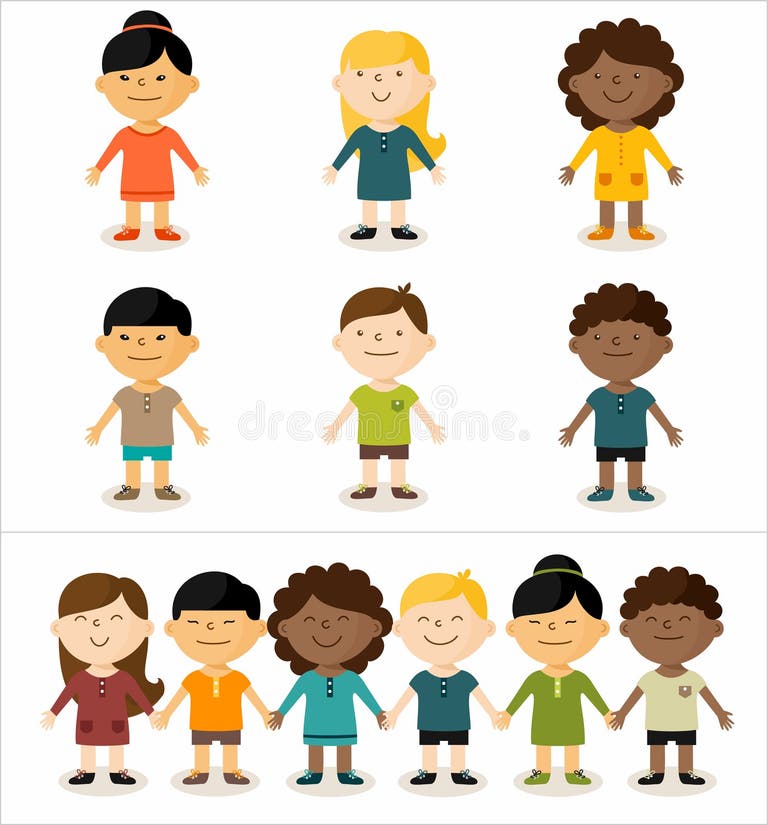 Cute Smiling Multicultural Children Stock Illustrations – 1,574 Cute ...