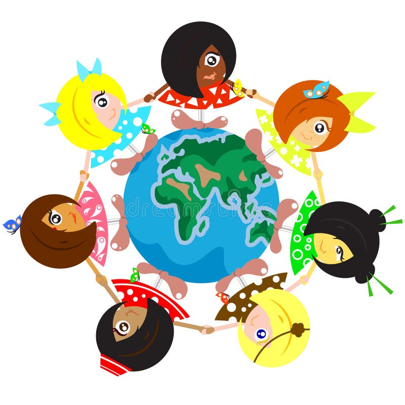 Multicultural Children Around the Earth Stock Illustration ...