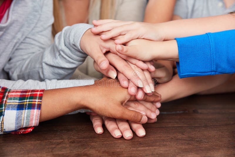 Multicultural Children Stacking Hands Stock Photos - Free & Royalty ...