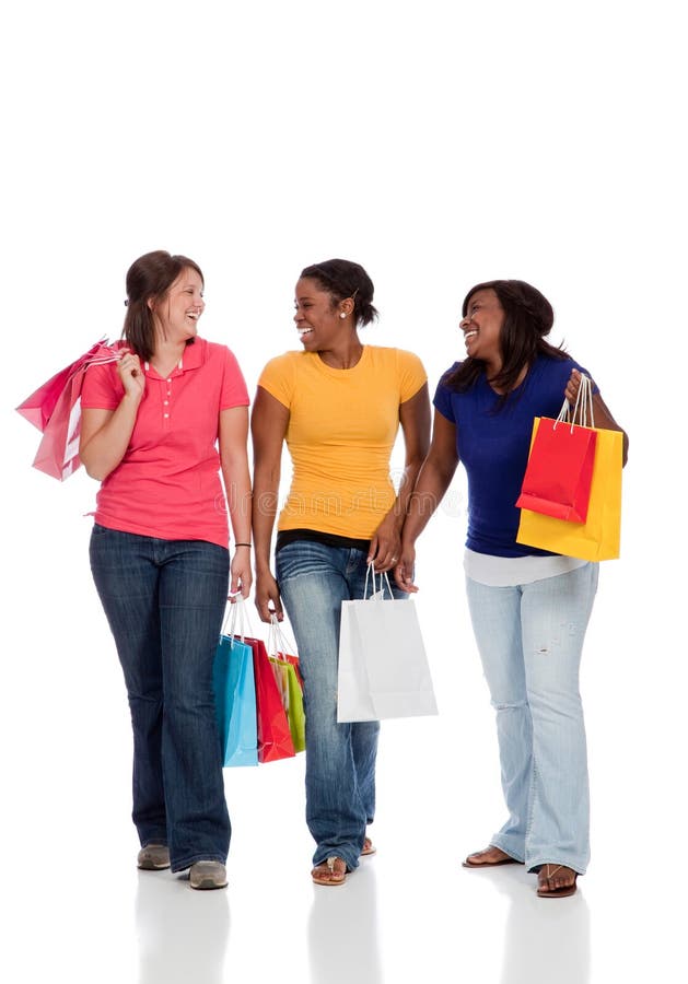 Multicultural College Students, Girls Shopping Stock Image - Image of ...