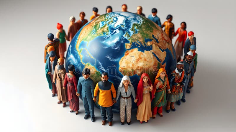 Figurines of People from All Over the World Holding Hands Around Planet ...