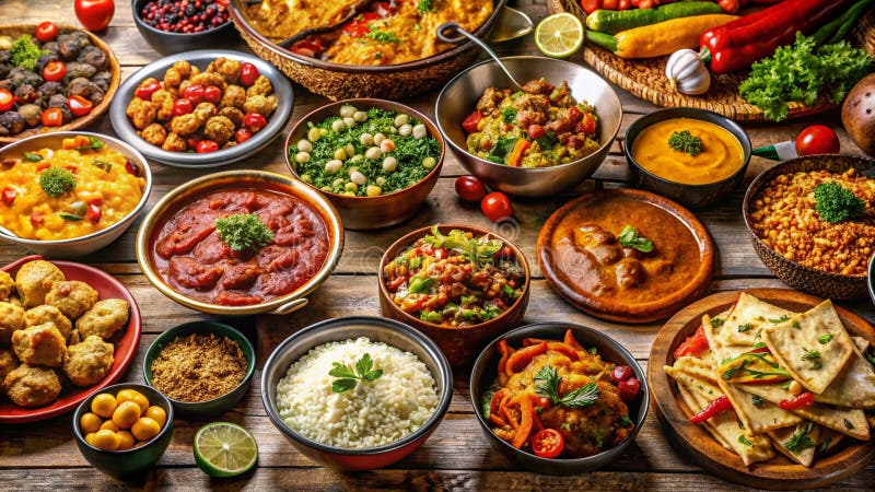 A Multicultural Feast at a Global Cuisine Buffet Food Mixed Range of ...