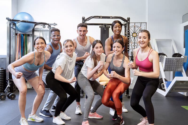 Diverse Group Friends Having Fun Gym Stock Photos - Free & Royalty-Free ...
