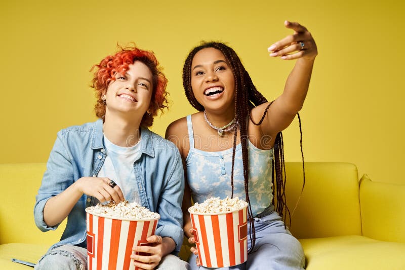Multicultural Friends, One Nonbinary, Relaxing on Stock Photo - Image of leisure, caucasian ...